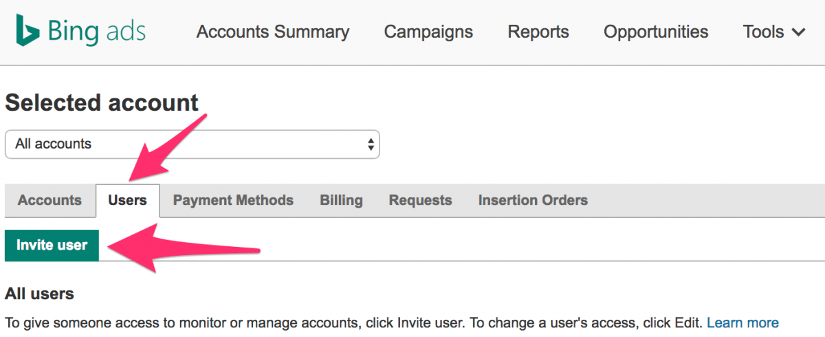 How to Add a User To Bing Ads | ClicksInContext