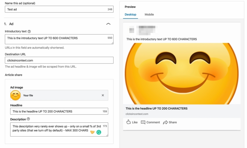 LinkedIn Ads Character Limits | ClicksInContext | Your Digital ...